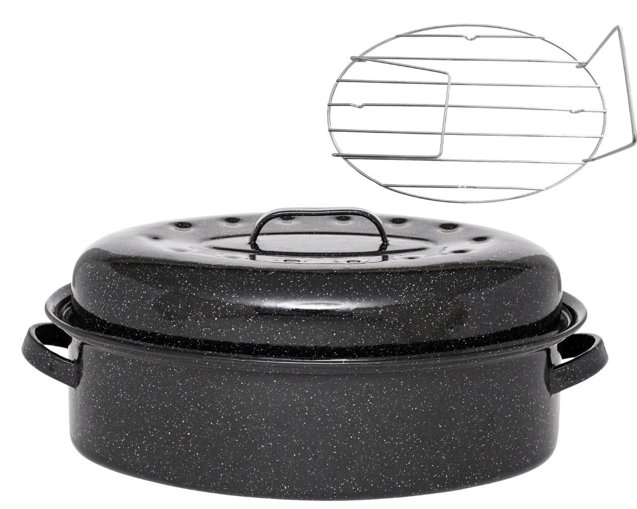 Cocotte Roaster en acier émaillé + grille inox – Grand format